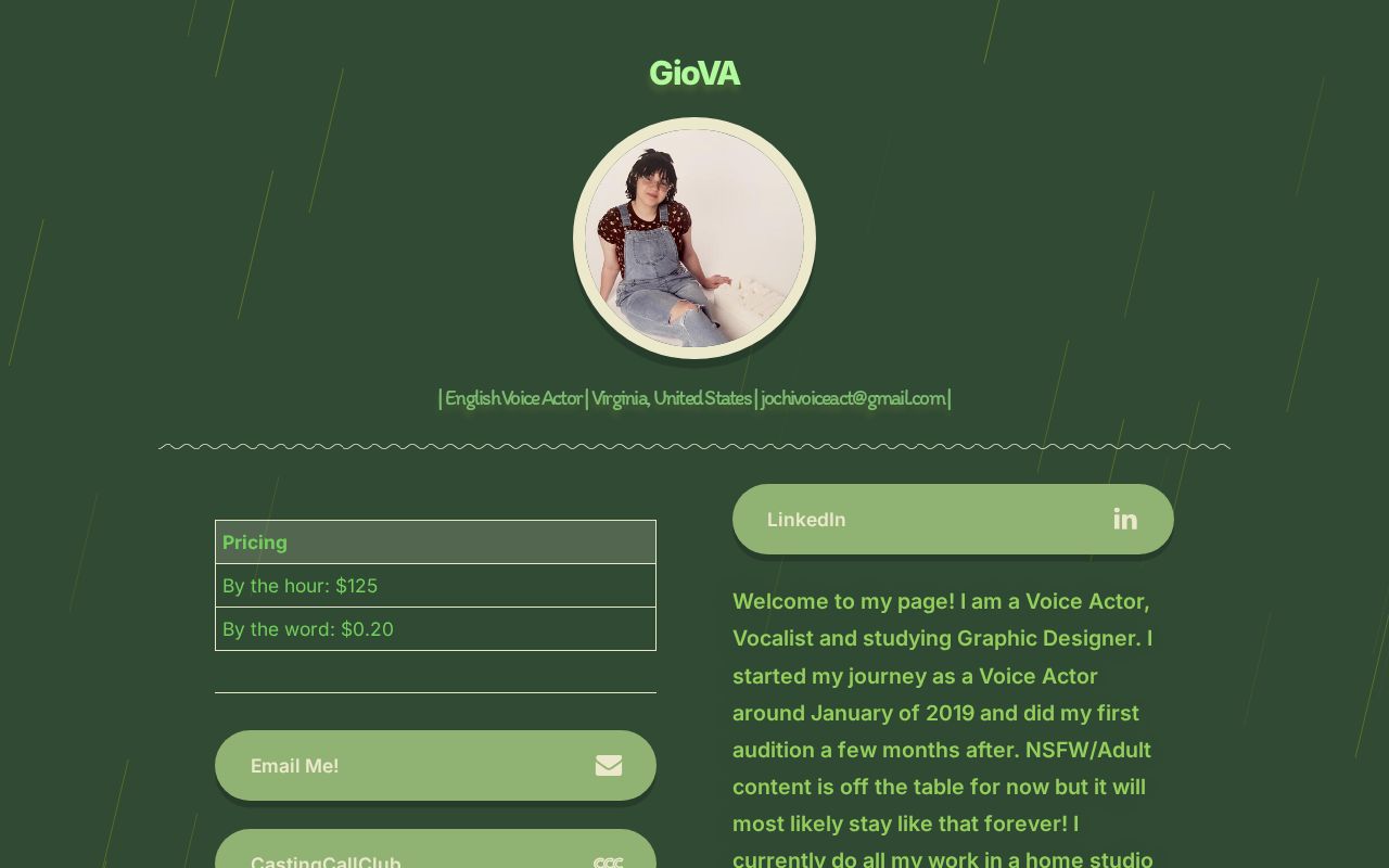 Gio Voice Acting website